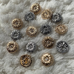 11mm Women Cute Mini Gold Silver Elegant Sunflower Alloy Metal Blouse ...