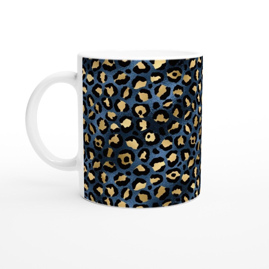 Glitter Cup Gold Leopard Leopard Pattern Mug Wrap Leopard Dark Blue ...