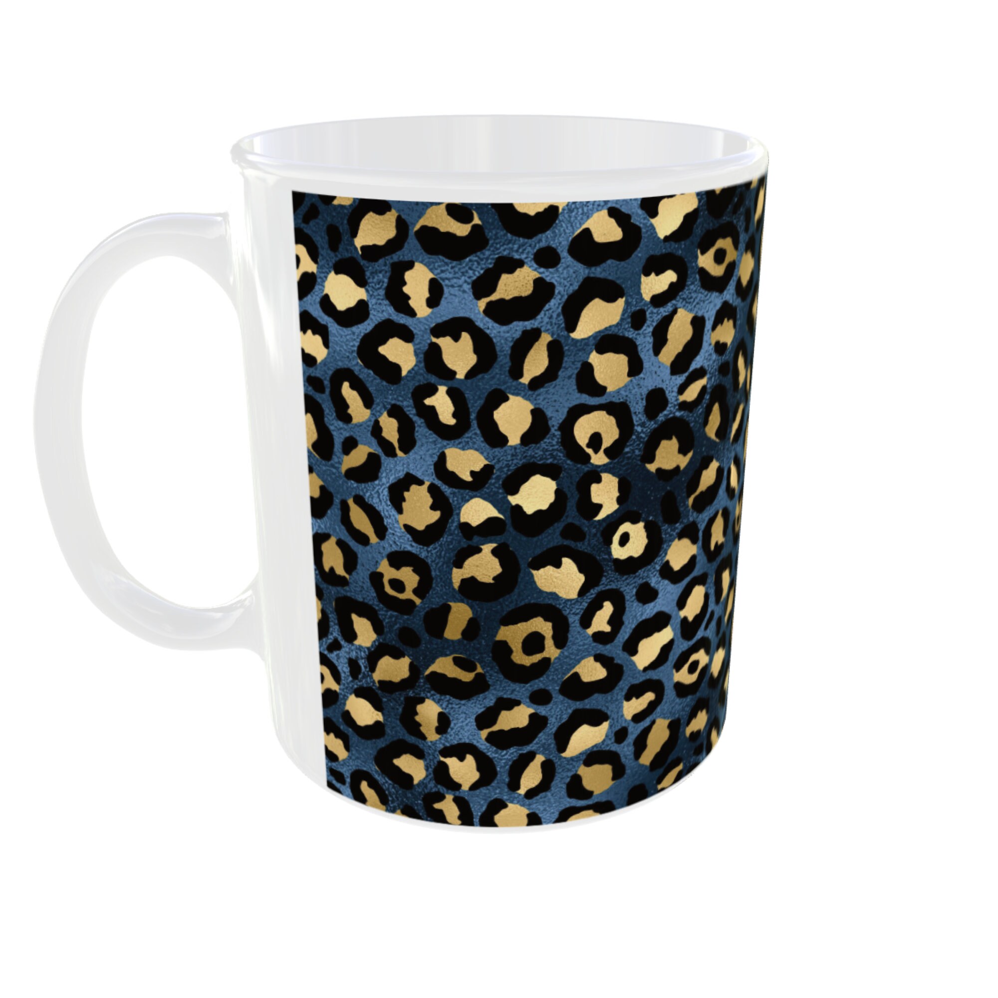 Glitter Cup Gold Leopard Leopard Pattern Mug Wrap Leopard Dark Blue ...
