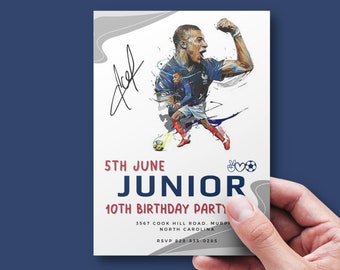 Kylian Mbappe Birthday Invite - Etsy