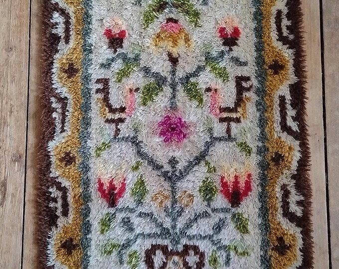 Vintage Swedish Ryamatta ( Rya Rug ) Folkart Florals - Etsy