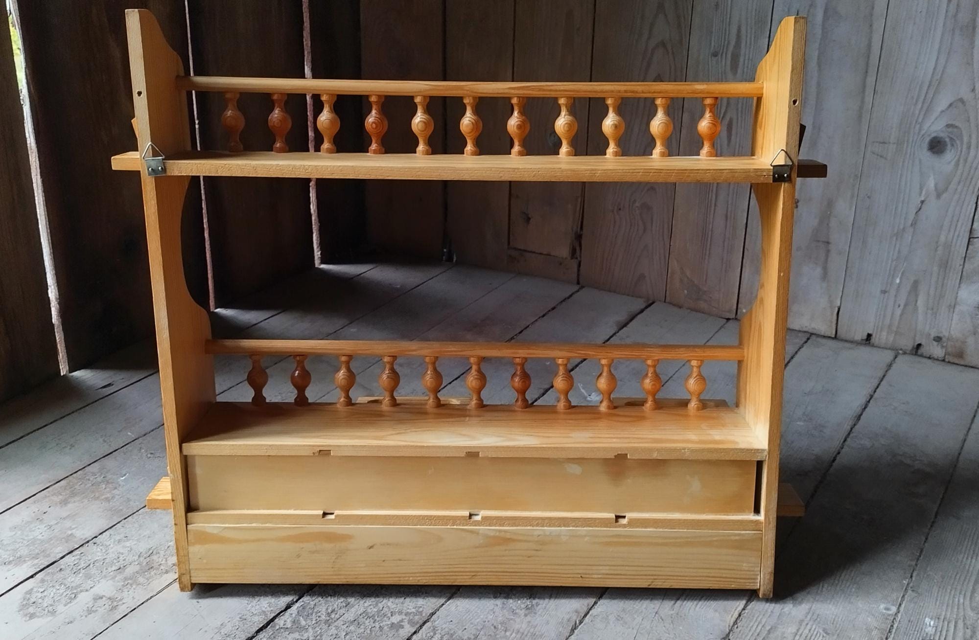 Rustic Scandi Pine Wall Spice Rack / Kitchen Tidy - Etsy