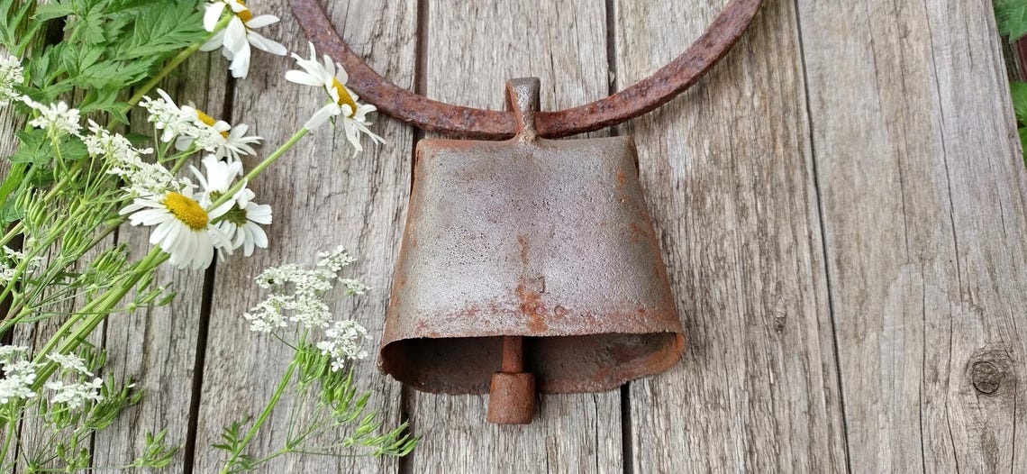 Rusty Old Cow Bell on Iron Collar From Sweden. Rustic Decor. - Etsy