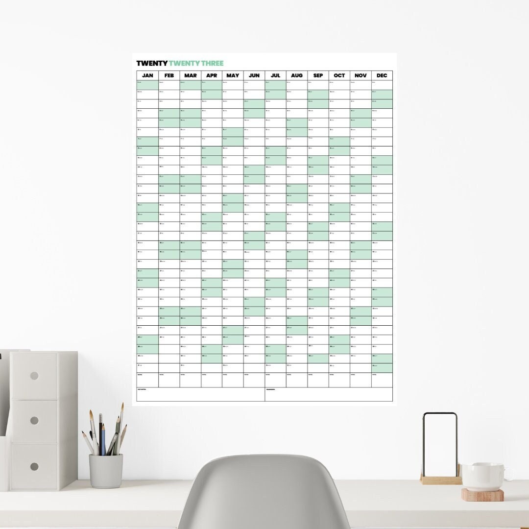 Giant 2023 Wall Calendar, Annual & Yearly Planner, Monthly and Daily ...