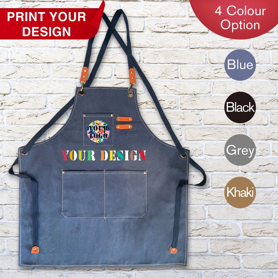 Custom Logo Denim Apron | Personalized Logo Apron | Custom Print Apron ...
