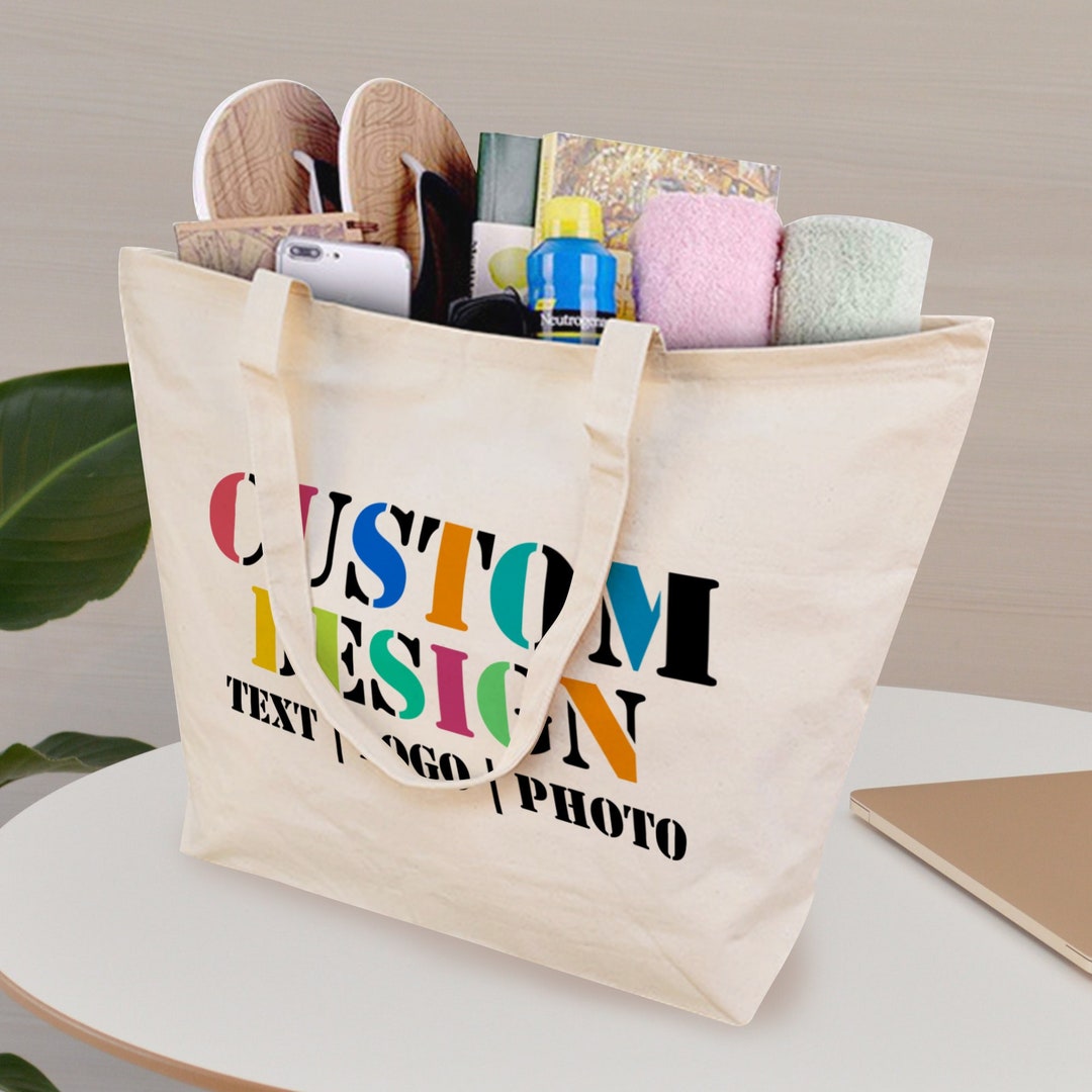 Custom Reusable Jumbo Canvas Tote Bag | 20"w X 16"h X 5"d | 8oz Heavy ...