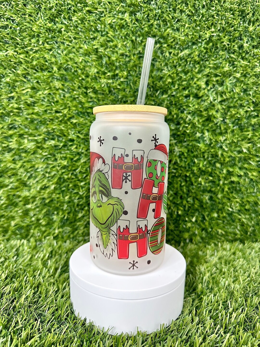 Grinch 16oz Libbey Glads Can, the Grinch, Santa Ho Ho Ho Christmas ...