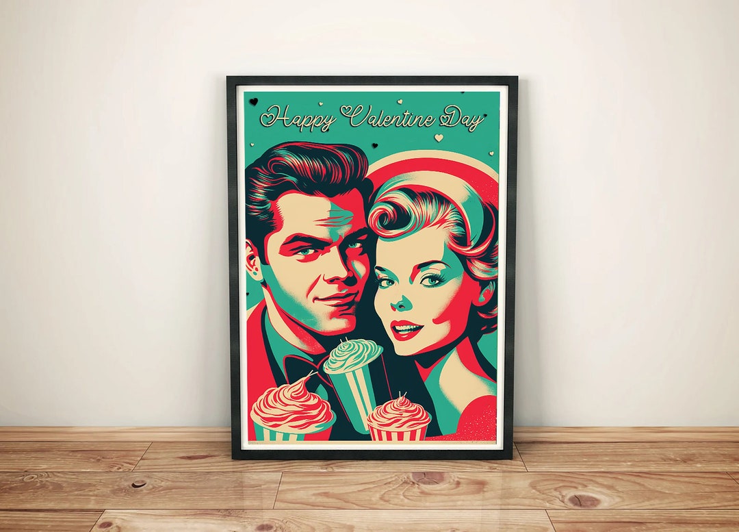 VALENTINE'S DAY Poster, 50s, PRINT, Format A5/A4/A3/A2/A1/A0, Creation ...