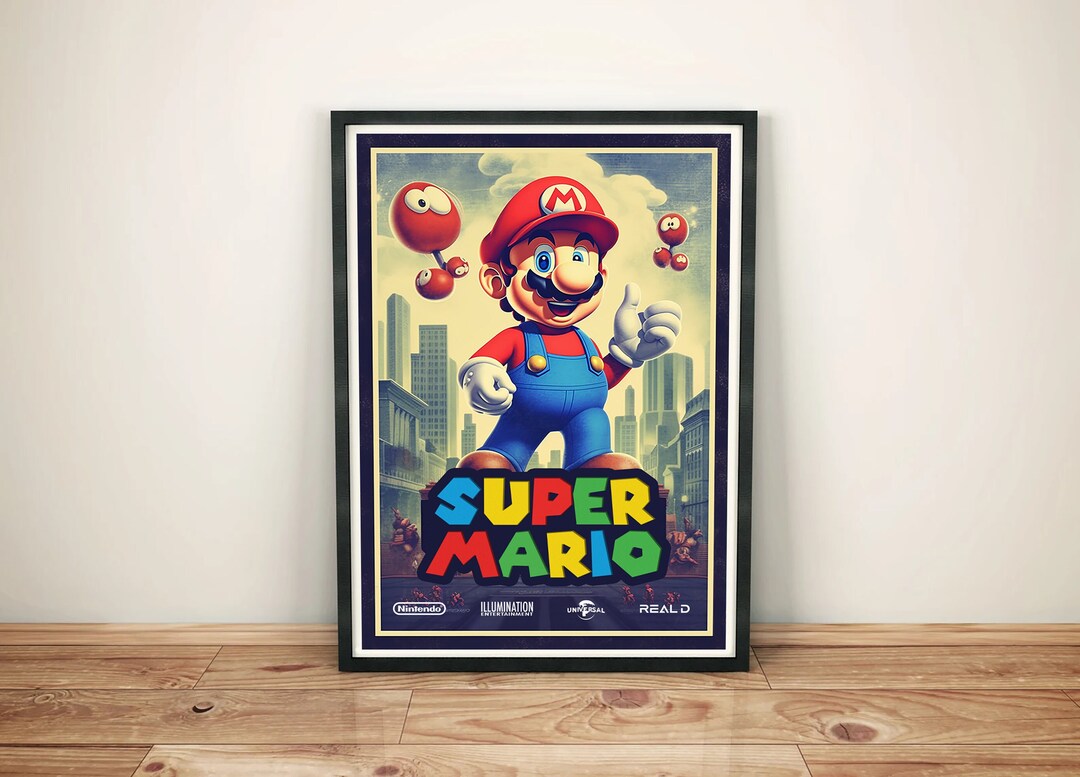 Super MARIO Movie Poster, 50s, PRINT, A5/A4/A3/A2/A1/A0 Size Creation ...