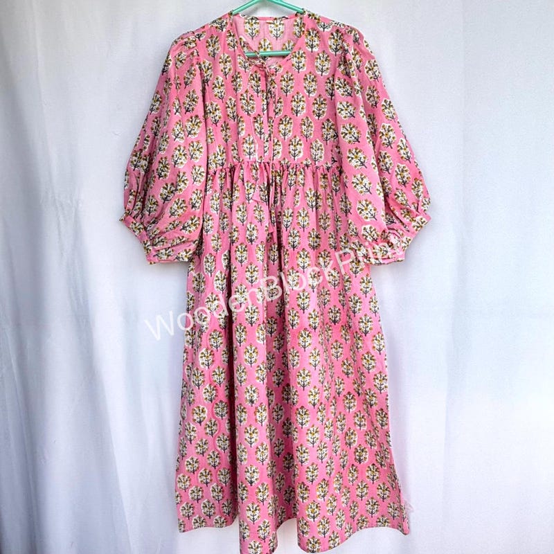 Pink Block Printed Dress - Etsy