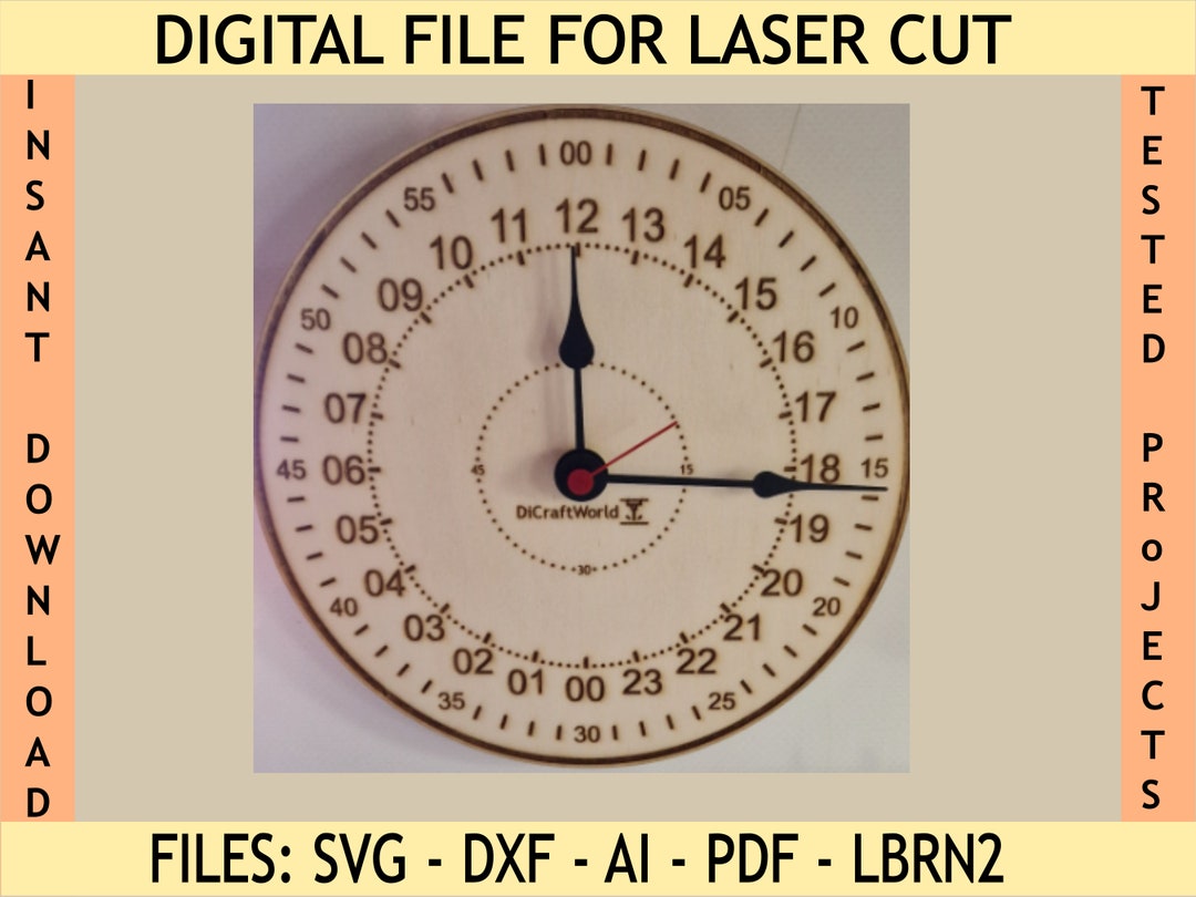 24 Hour Clock - SVG Laser Cut File Instant Download - Etsy