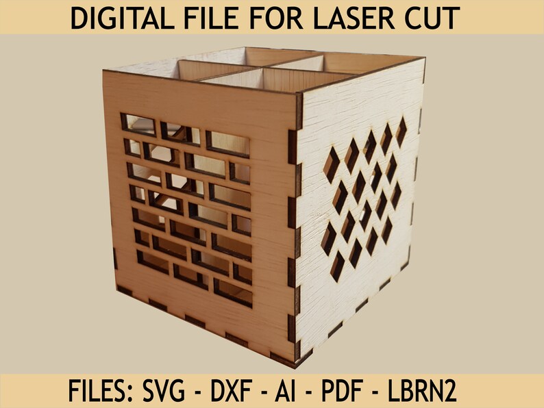 Desk Pencil Holder SVG Laser Cut File Instant Download - Etsy