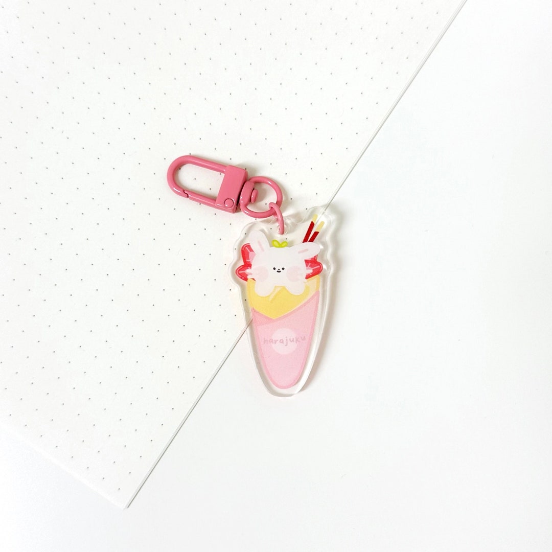 Bunny Crepe Keychain, Cute Bunny Keyring, Kawaii Food Keychains, Asian ...