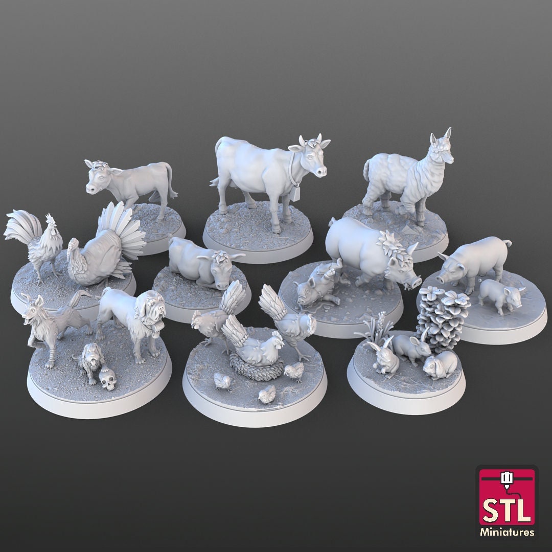 Farm Animals 10 Minis STL Miniatures TTRPG Miniature - Etsy Ireland