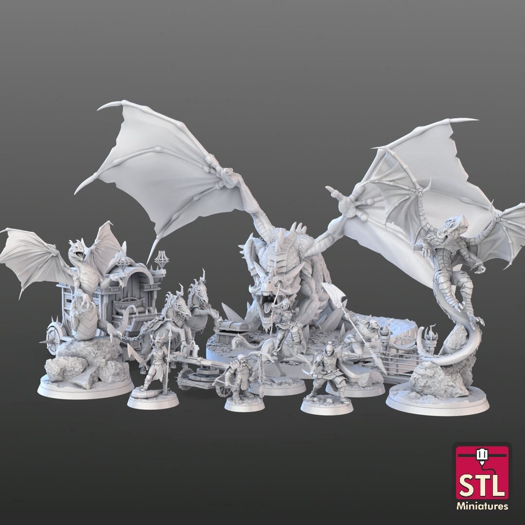 Dragon Hunters 9 Minis STL Miniatures TTRPG Miniature Pack - Etsy