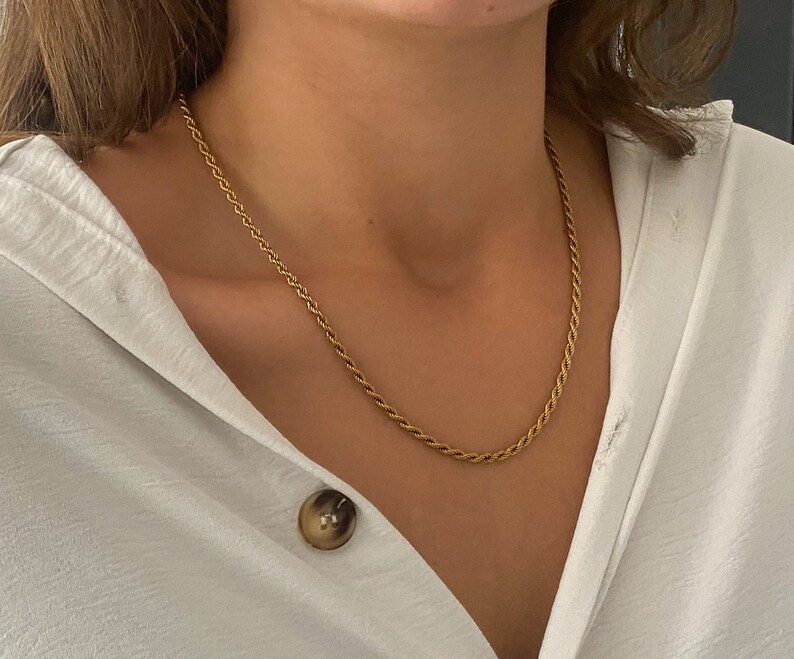 Rope Chain Twist Gold Chain Twist Silver Chain Necklace - Etsy