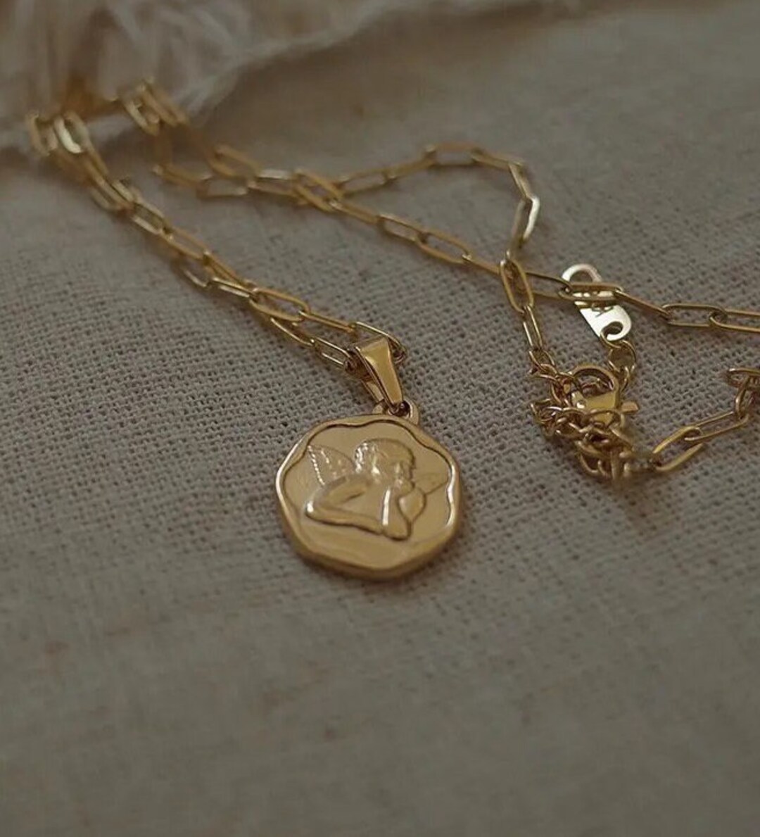 Guardian Angel Necklace Cupid Gold Necklace for Women Waterproof ...