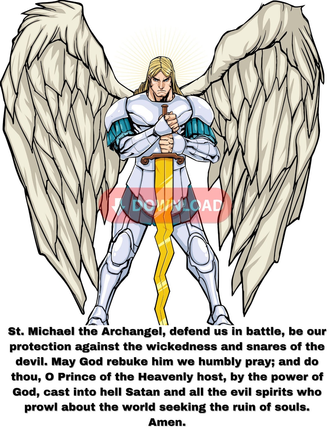 Tshirt Design Png Instant Download, Saint Michael the Archangel, St ...