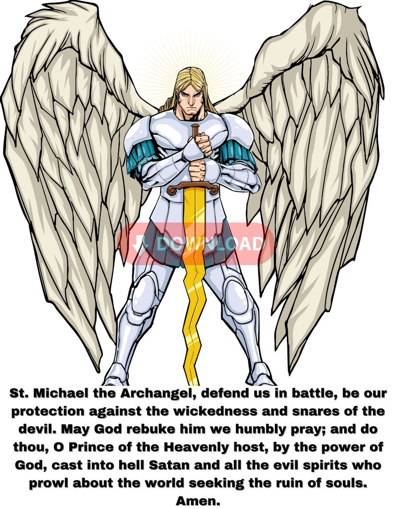 Tshirt Design Png Instant Download, Saint Michael the Archangel, St ...