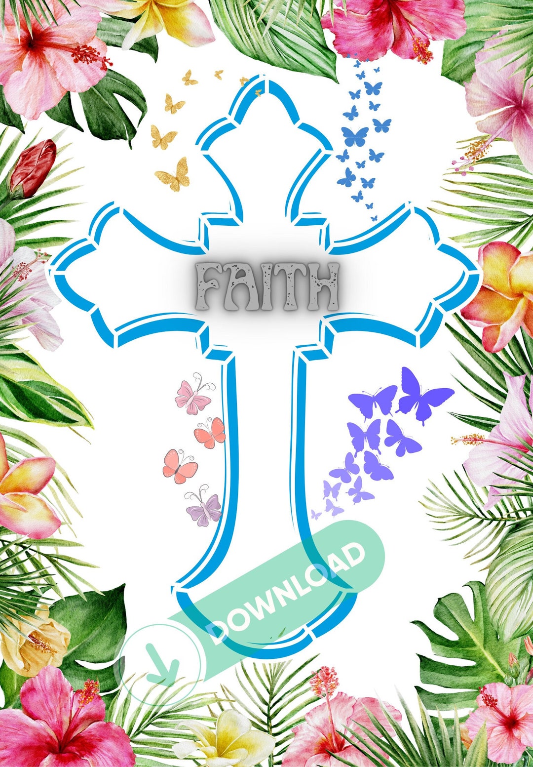 New 2023 Faith Cross PNG - Faith Cross With Flowers PNG - Faith Cross ...