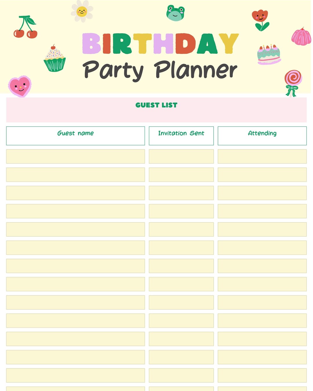 Printable, Digital Download, Birthday Planner, Download, Birthday ...