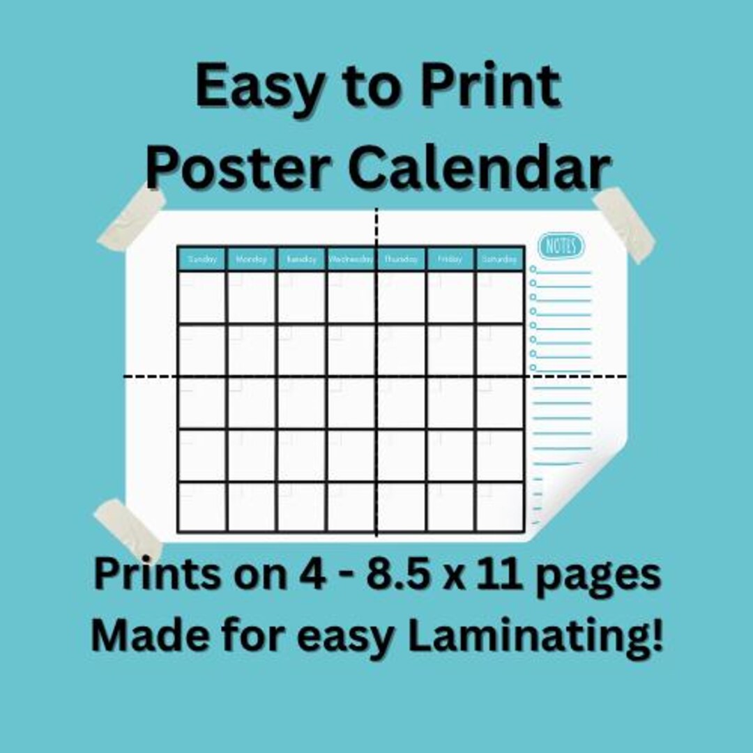 Extra-large BLANK Printable Wall Calendar for Laminating - Etsy
