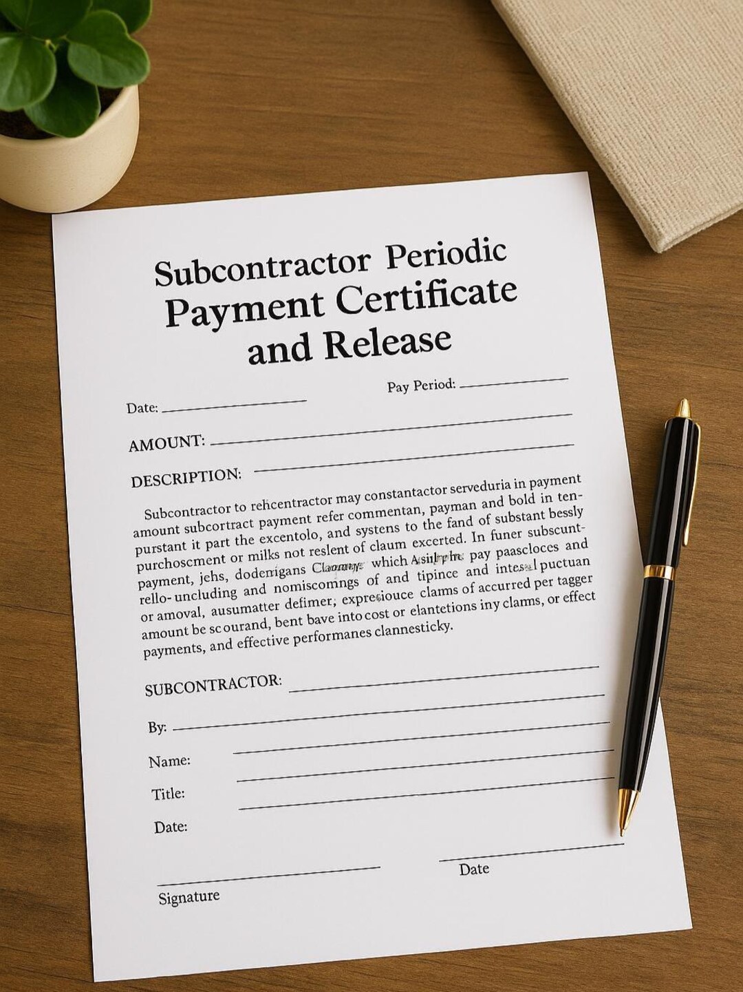 Subcontractor Periodic Payment Certificate and Release - Etsy