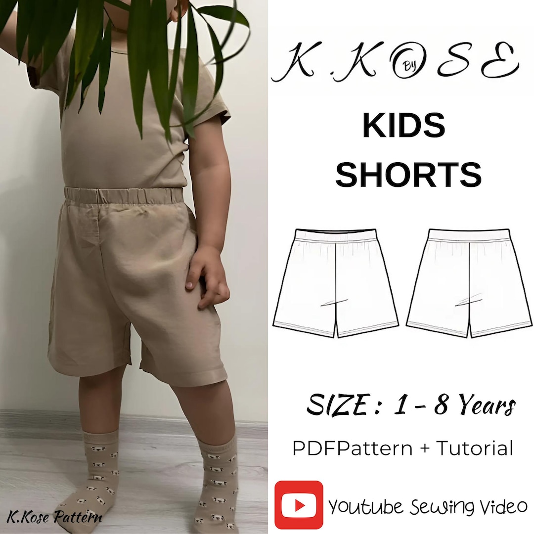 Kıds Shorts Sewing Pattern /beginner Sewing Pattern/elastic Waist ...