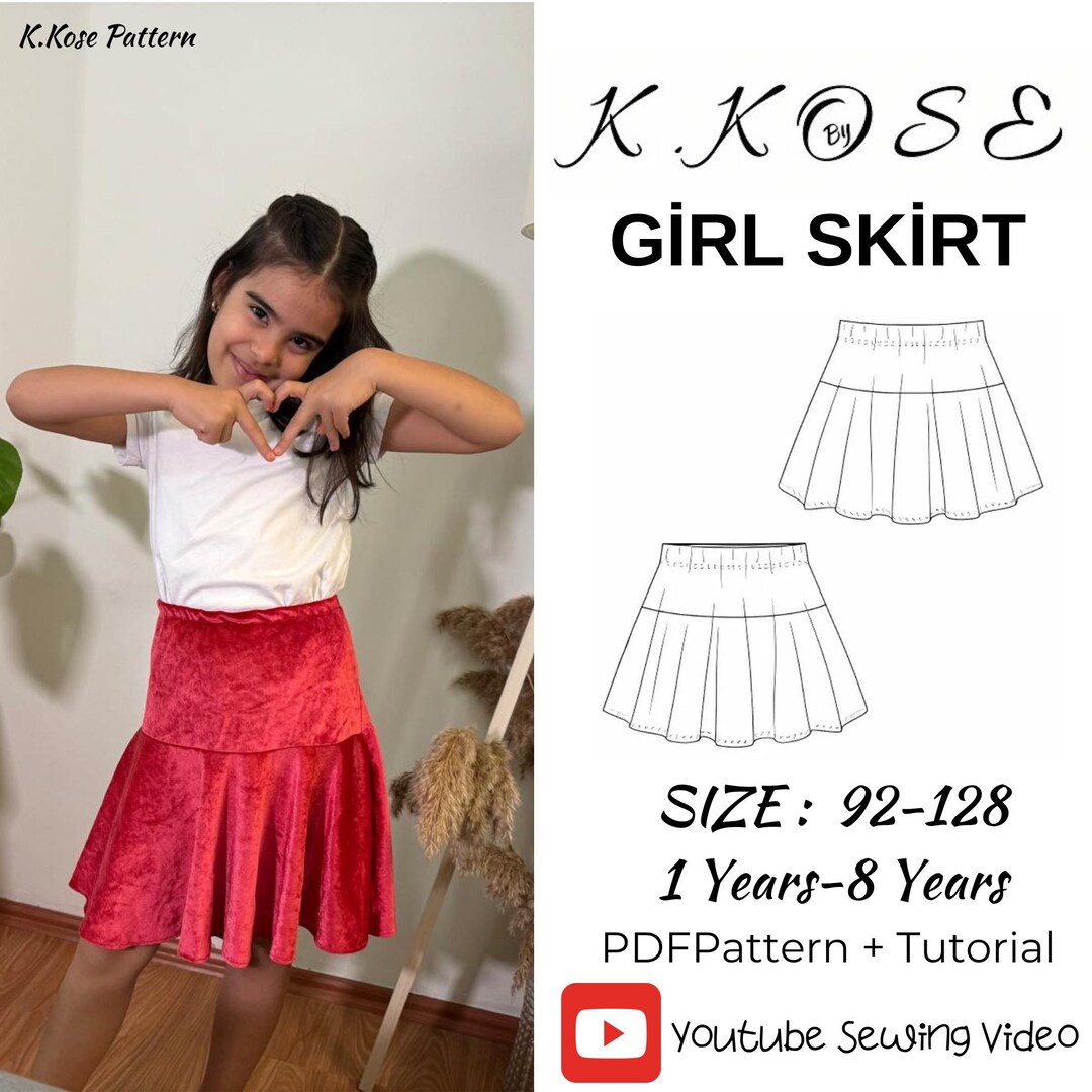 Girl Skirt Sewing Pattern /skirt Sewing Pattern for Kids/kids Skirt ...