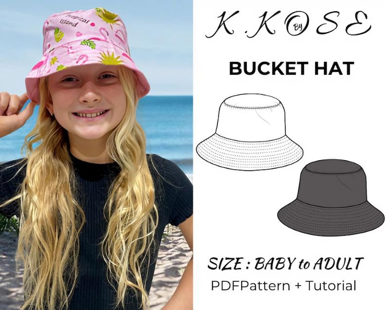 Baby to Adult Bucket Hat Sewing Pattern: Easy Unisex Design (PDF ...