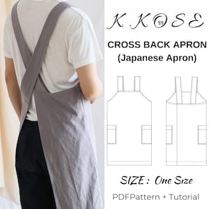 Cross Back Apron Sewing Pattern/linen Apron Pattern/kitchen Apron ...