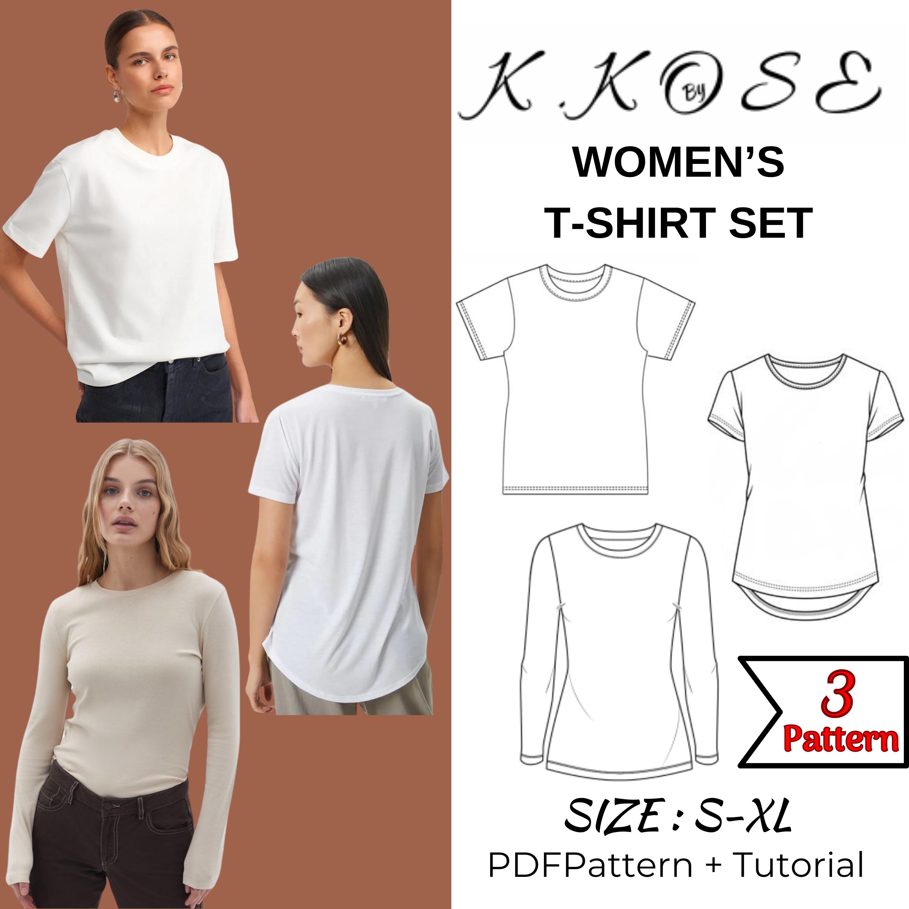 Women's T-shirt Sewing Pattern Set: Basic Tee Bundle (PDF Pattern) - Etsy