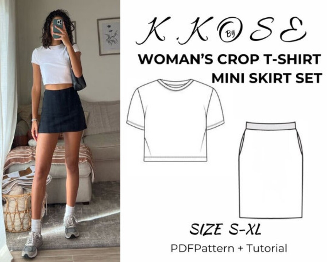 Mini Skirt and Crop T-shirt Pattern /mini Skirt and Crop T-shirt Sewıng ...