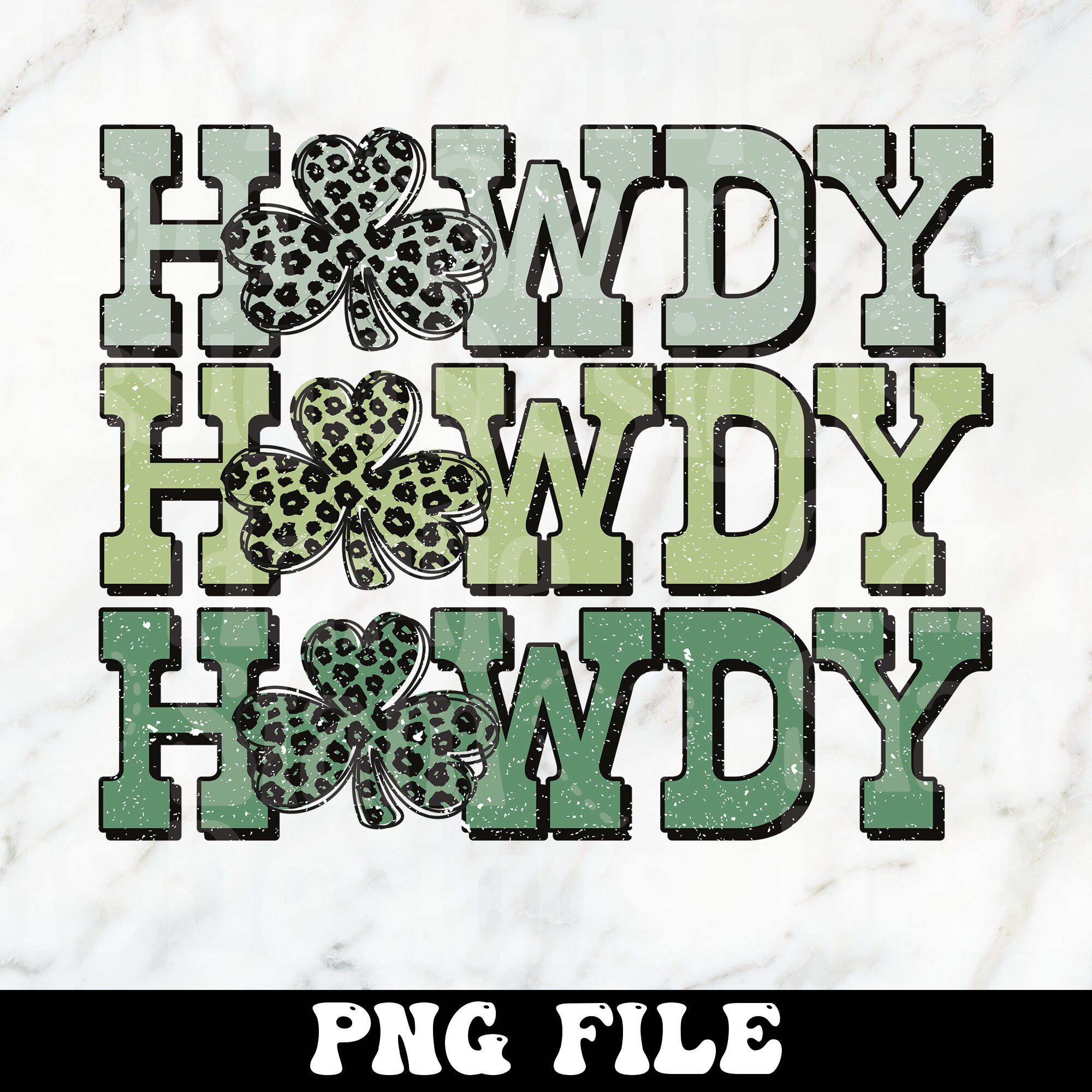 Howdy Shamrock Png, Western Png, St Patrick's Day Png, Retro St ...