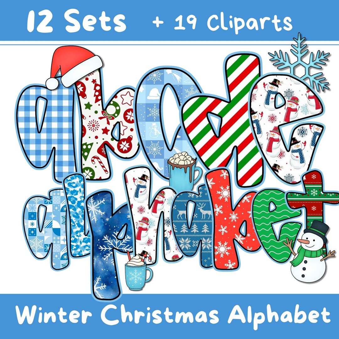 Winter Christmas Alphabet PNG, Cute Holiday Letters Clipart, Xmas ...