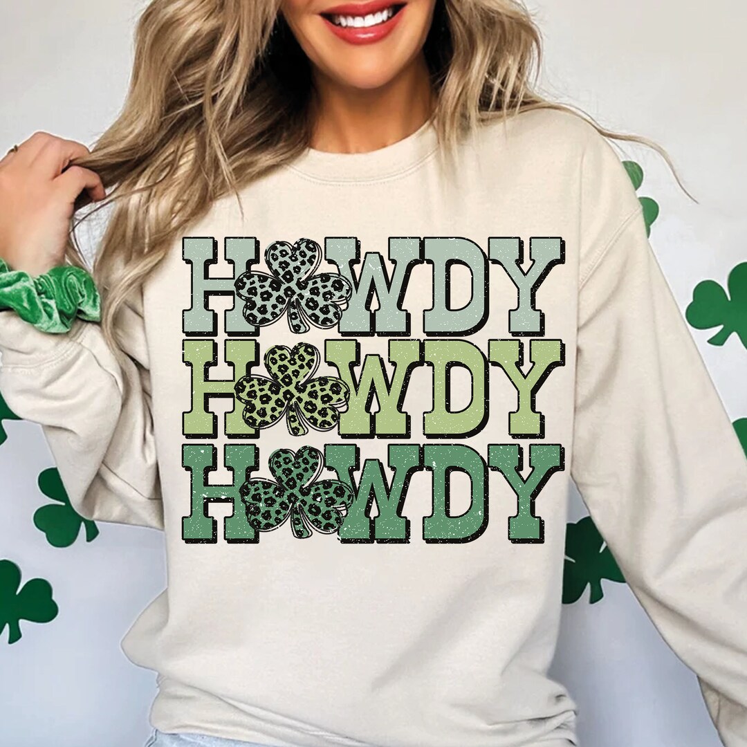 Howdy Shamrock Png, Western Png, St Patrick's Day Png, Retro St ...