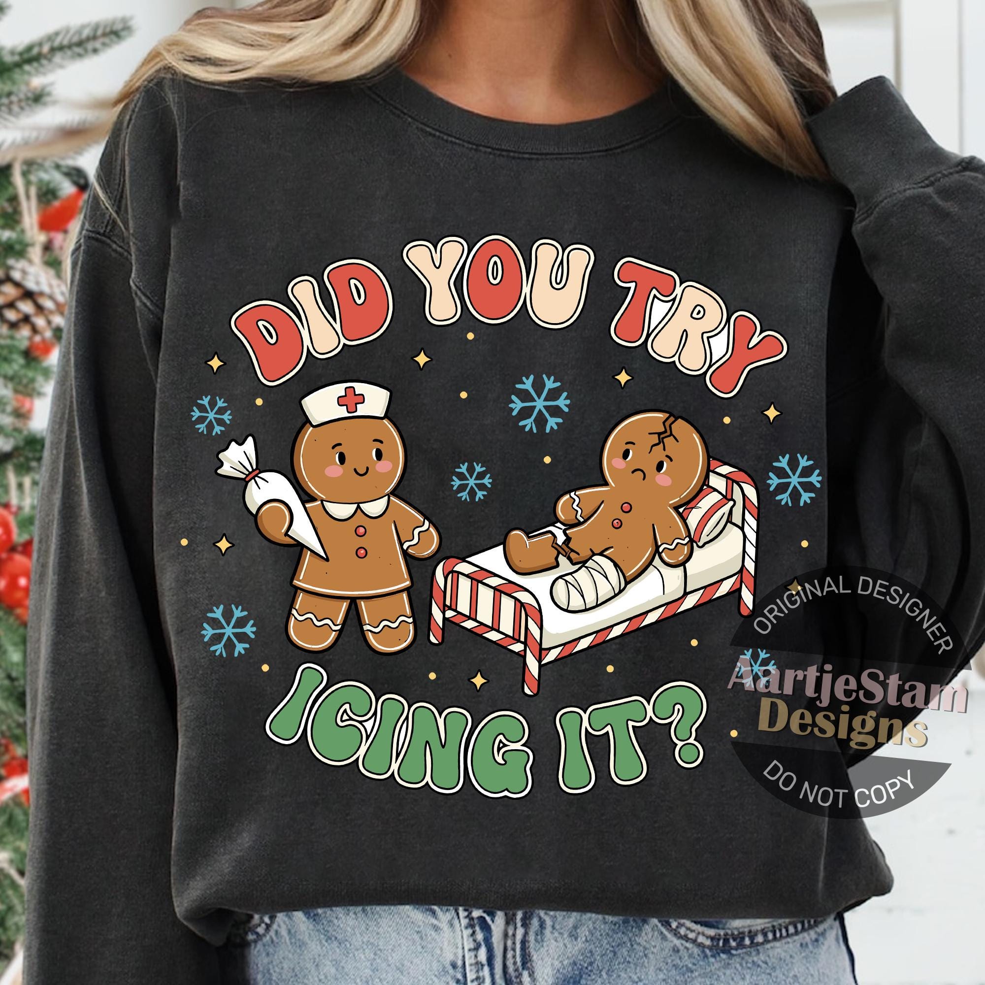 Did You Try Icing It Svg Png, Retro ICU Nurse Christmas Gingerbread Svg ...