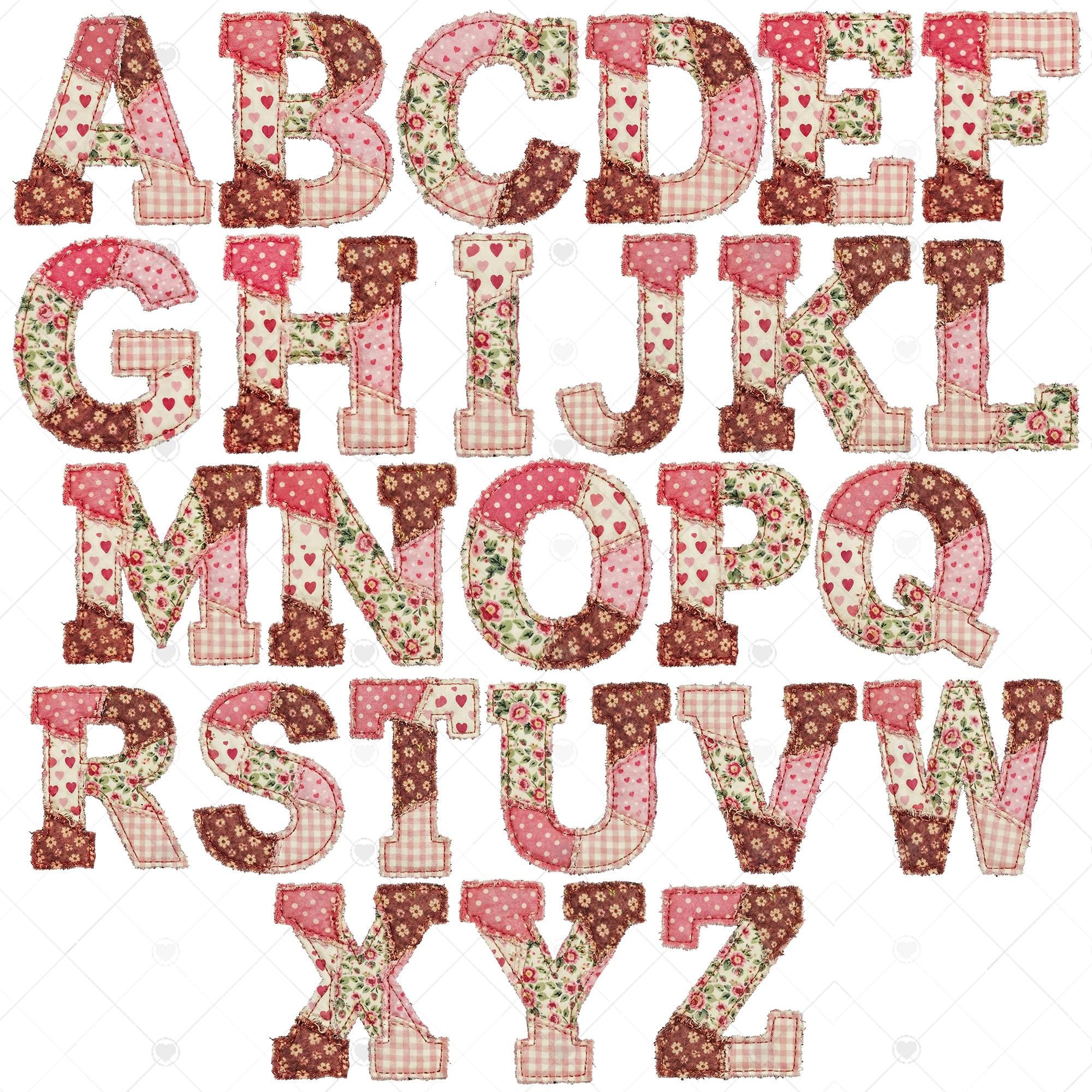 Patchwork Alphabet Png, Cottage Core Png, Quilted Letters and Numbers ...
