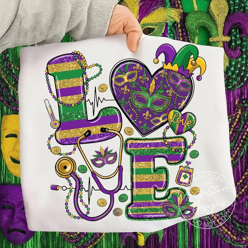 Nurse Mardi Gras Bundle Png, Stethoscope Coquette Png, Mardi Gras ...