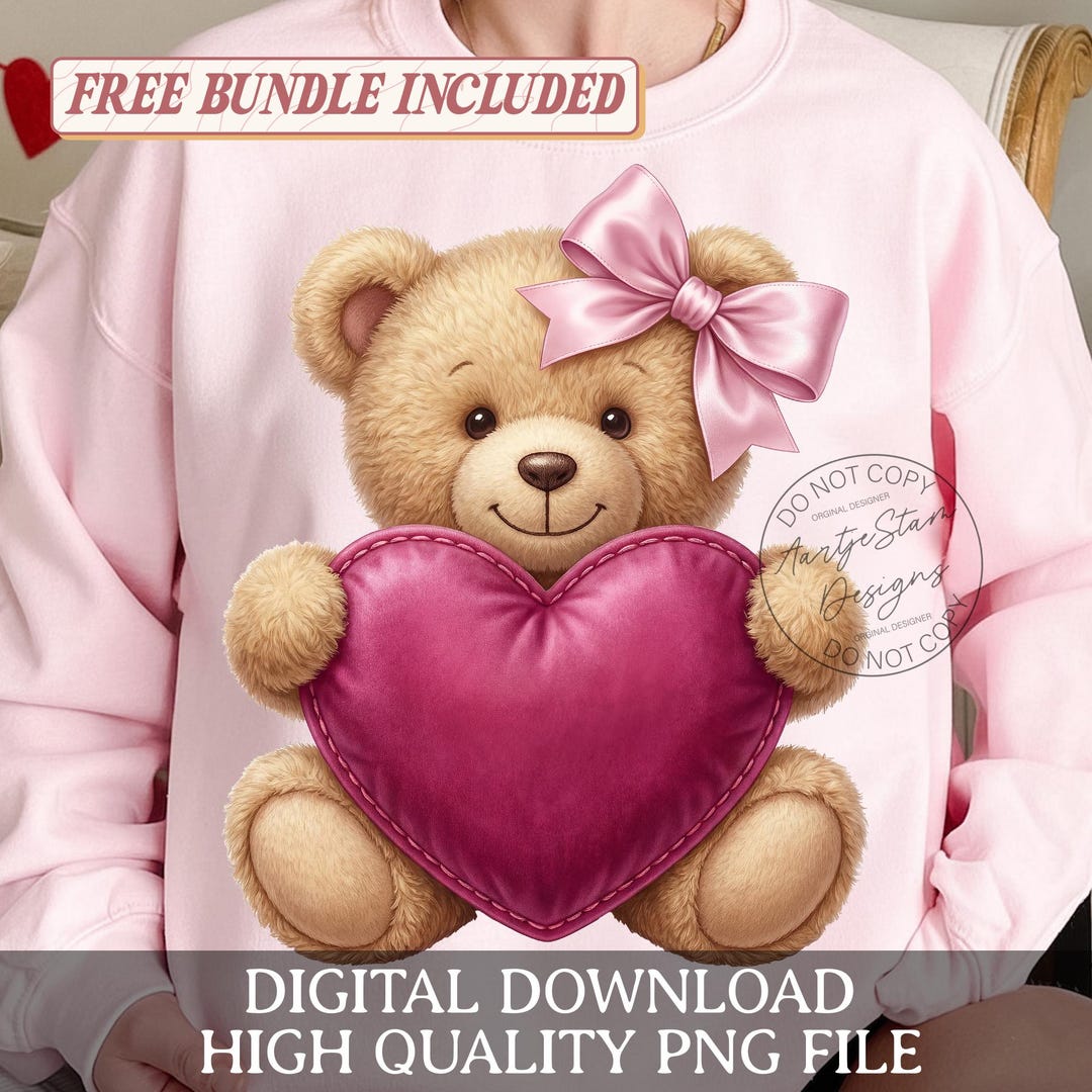 Preppy Valentine Teddy Bear Png, Xoxo Png, Coquette Valentines Heart ...