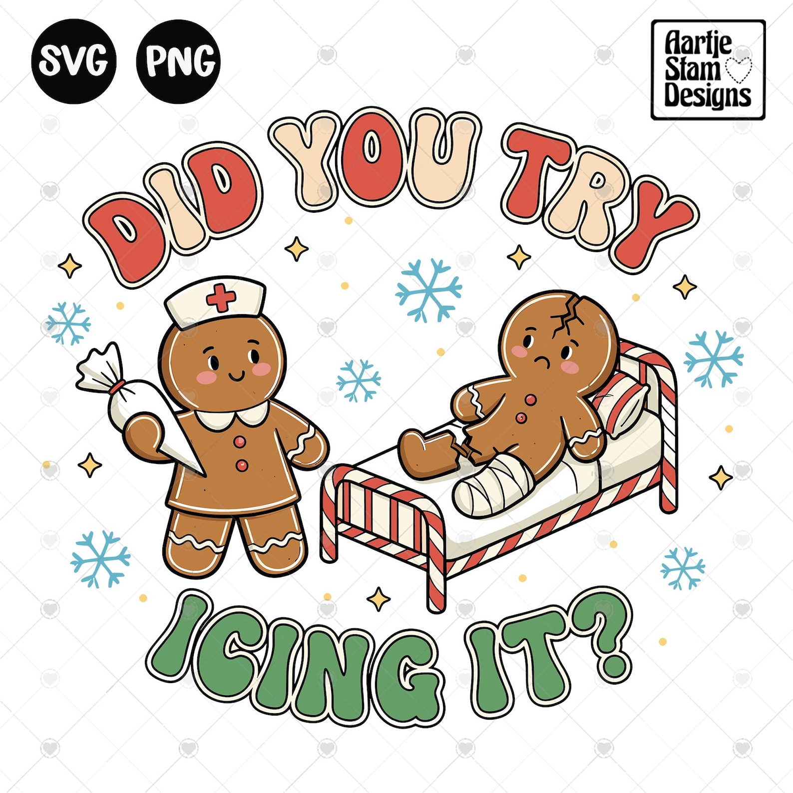 Did You Try Icing It Svg Png, Retro ICU Nurse Christmas Gingerbread Svg ...