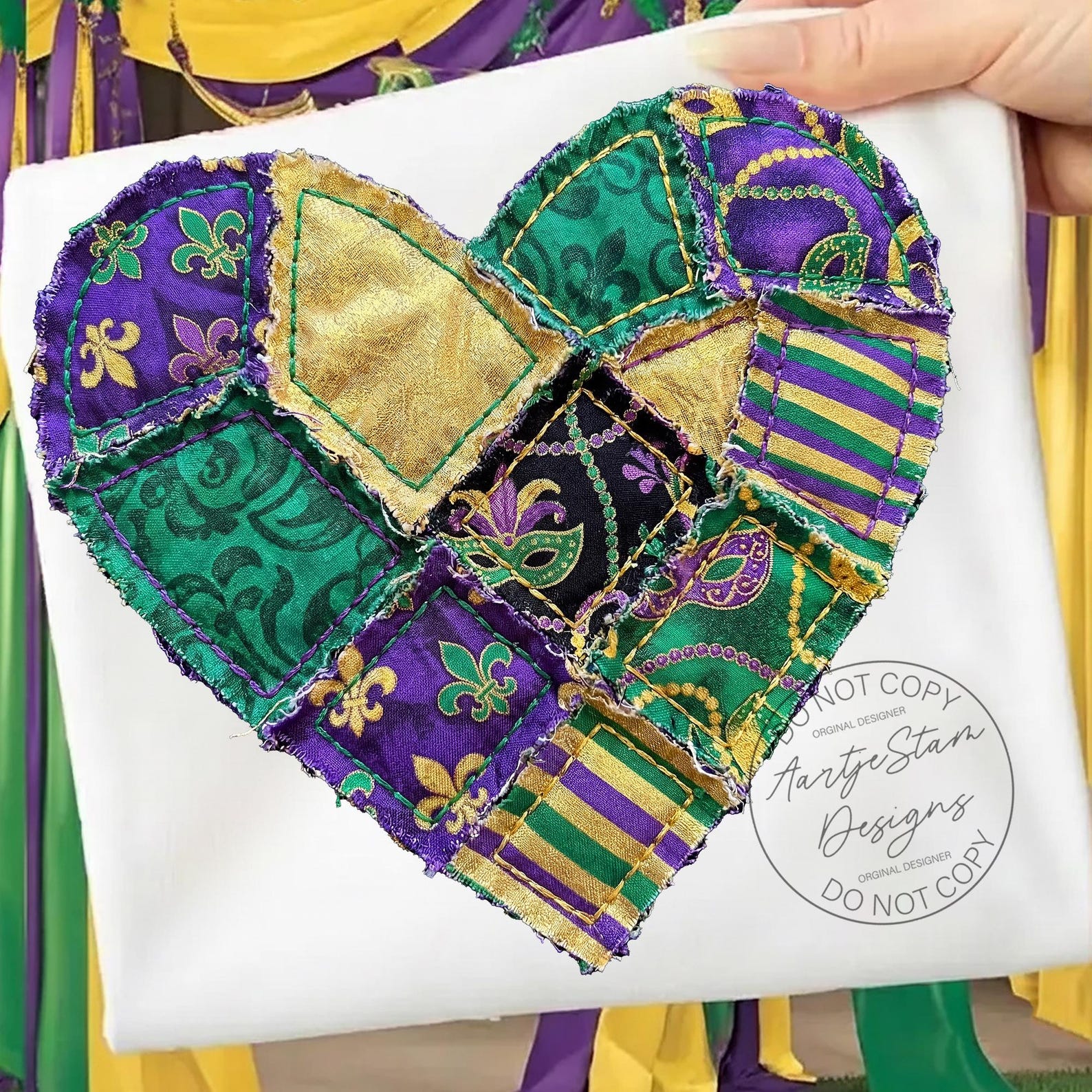Patchwork Mardi Gras Heart Png, Preppy Mardi Gras Png, Mardi Gras ...