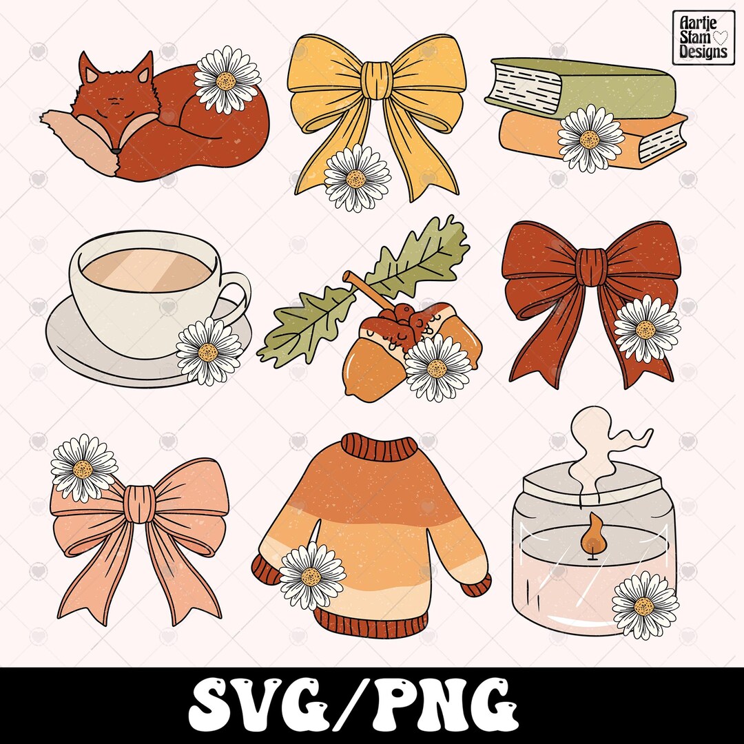 Fall Coquette SVG PNG, Bookish Girly Png Svg, Fall Aesthetic Png ...