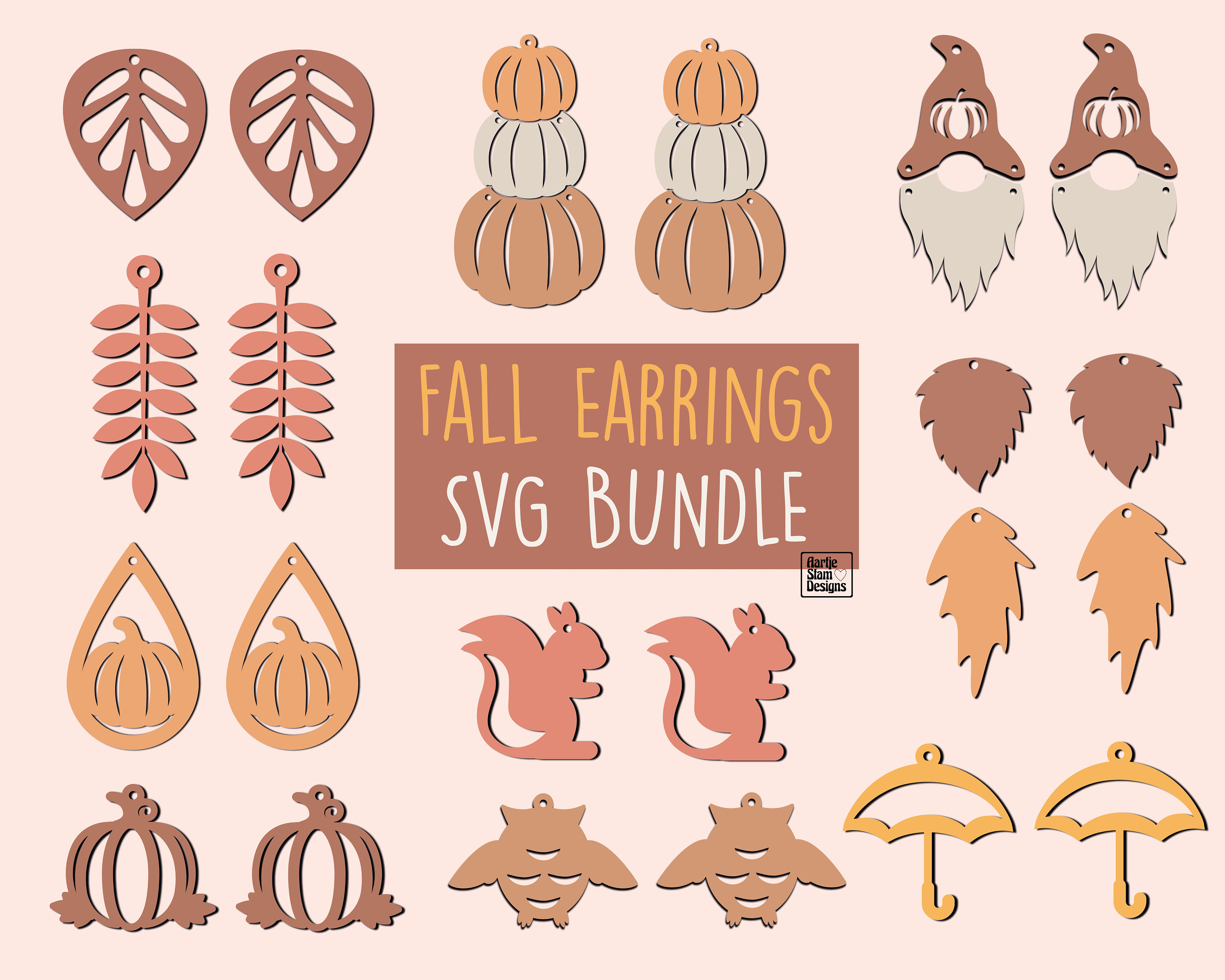 Fall Earrings SVG Bundle, Fall Ornaments Earrings SVG, Faux Leather ...