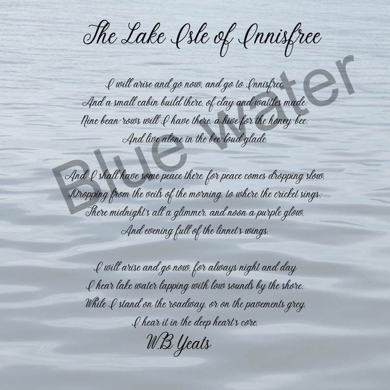 The Lake Isle of Innisfree Printed Poem Full Colour Poster Paper Print ...