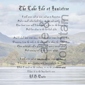 The Lake Isle of Innisfree Printed Poem Full Colour Poster Paper Print ...