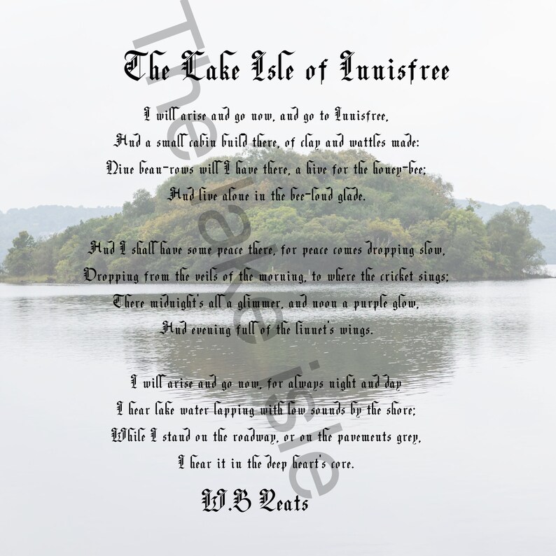 The Lake Isle of Innisfree Printed Poem Full Colour Poster Paper Print ...