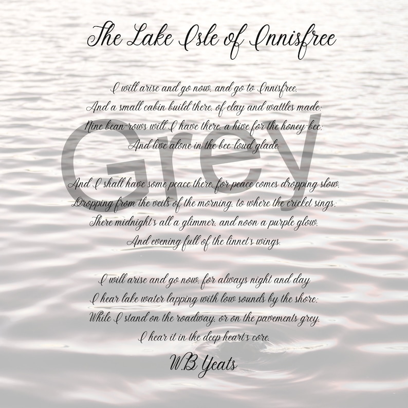 The Lake Isle of Innisfree Printed Poem Full Colour Poster Paper Print ...