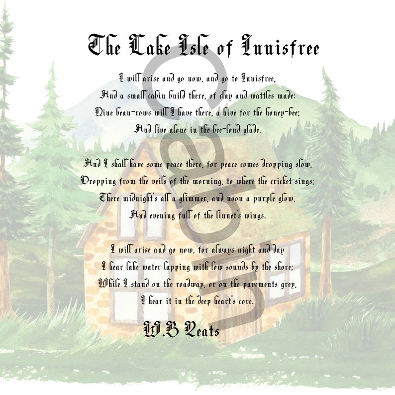 The Lake Isle of Innisfree Printed Poem Full Colour Poster Paper Print ...