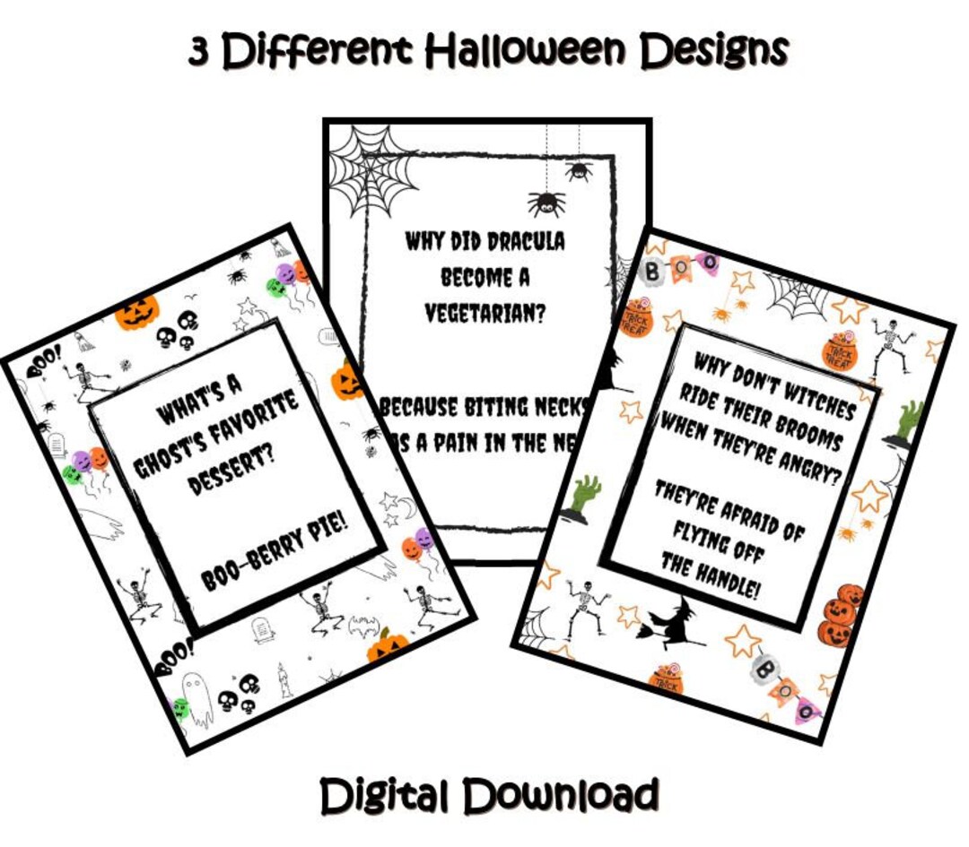 Printable Halloween Joke Cards 2.5x 3.5 - Etsy
